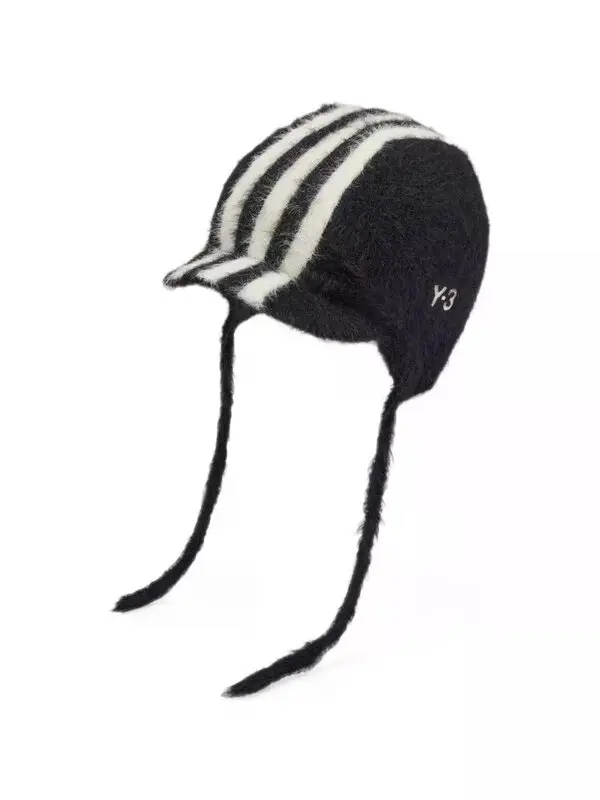 Y3 3-stripes Hairy-knit Bonnet