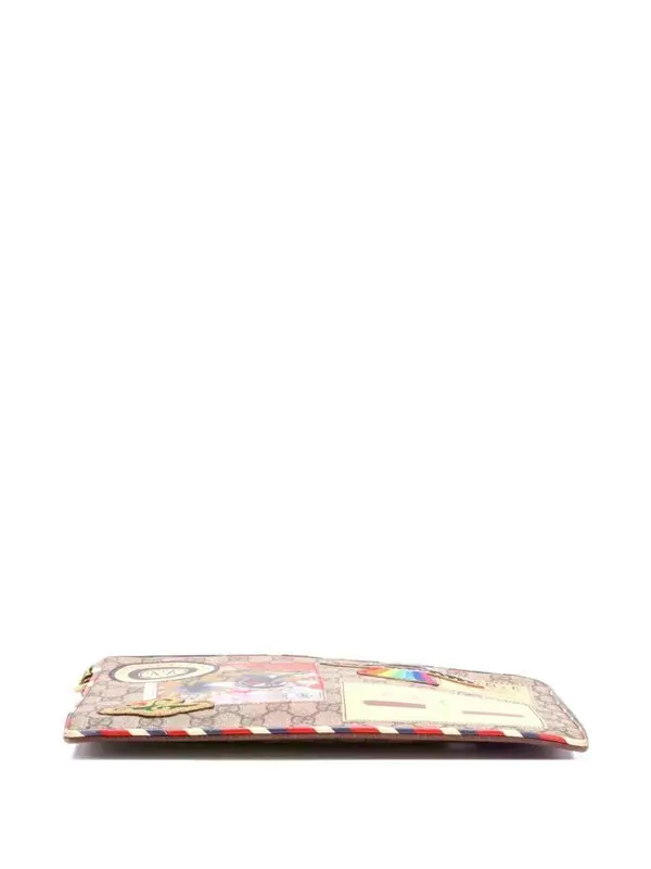 Gucci Courrier Pouch Gg Coated Canvas With Applique Clutch Bag