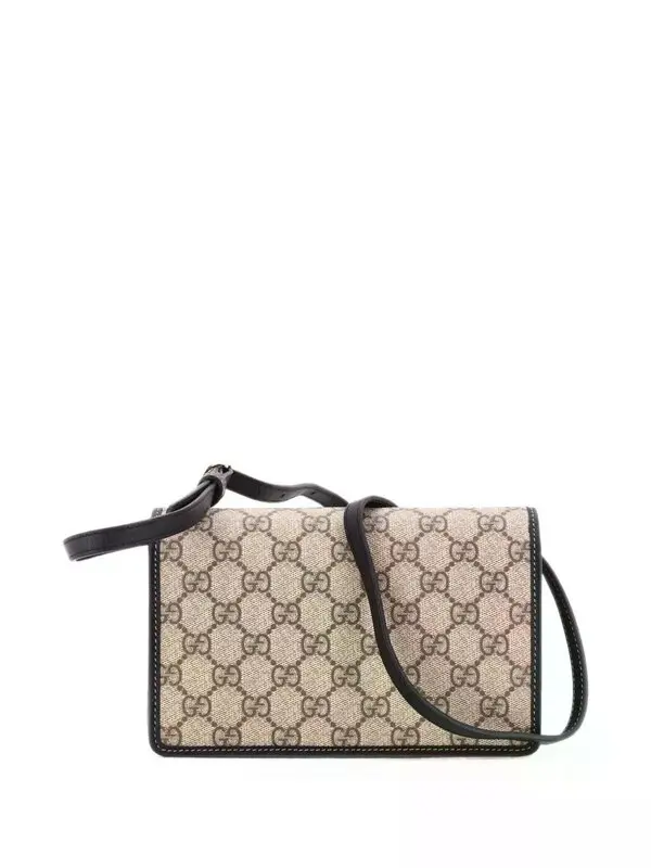 Gucci Emblem Wallet On Strap Gg Coated Canvas Shoulder Bag