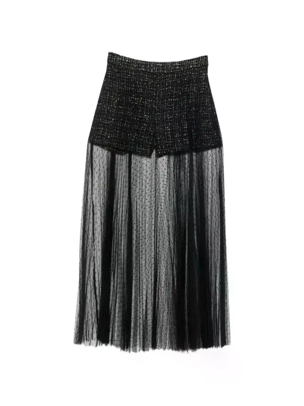 TWINSET Bouclé Tulle-overlay Short