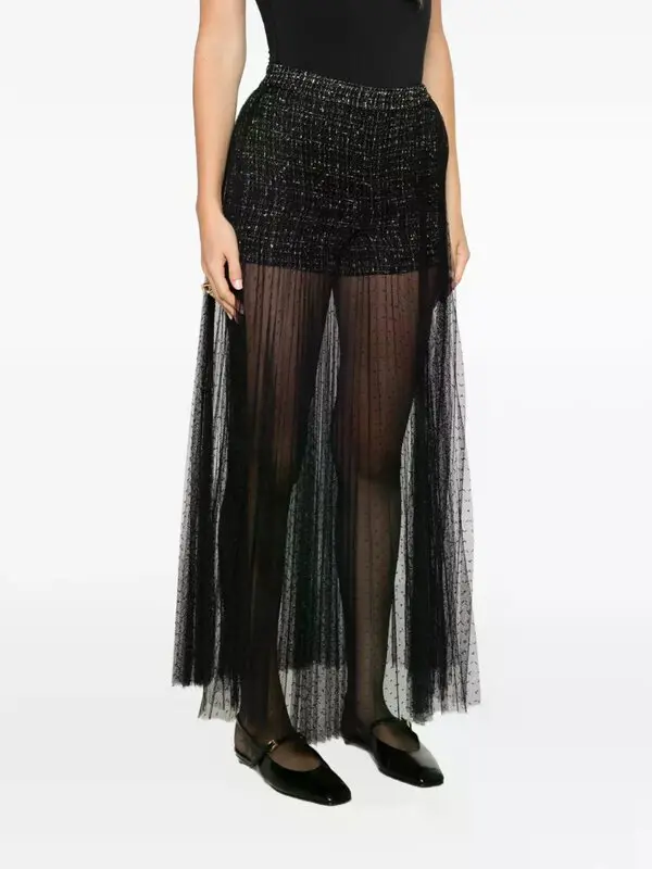 TWINSET Bouclé Tulle-overlay Short
