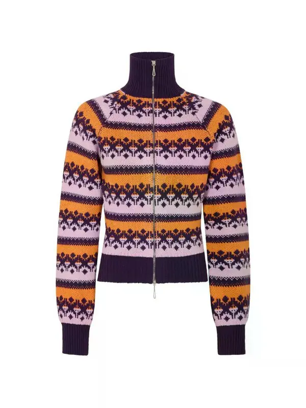 Rabanne Cardigan In Pink Vintage Jacquard Wool - Orange