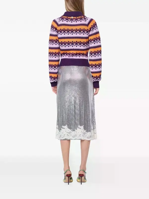 Rabanne Cardigan In Pink Vintage Jacquard Wool