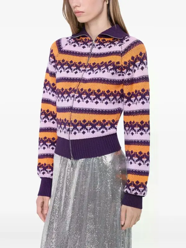 Rabanne Cardigan In Pink Vintage Jacquard Wool