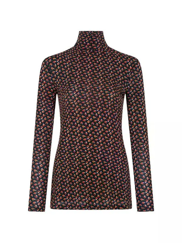 Rabanne Long Sleeved Top In Liberty Print Second Skin Jersey - Black