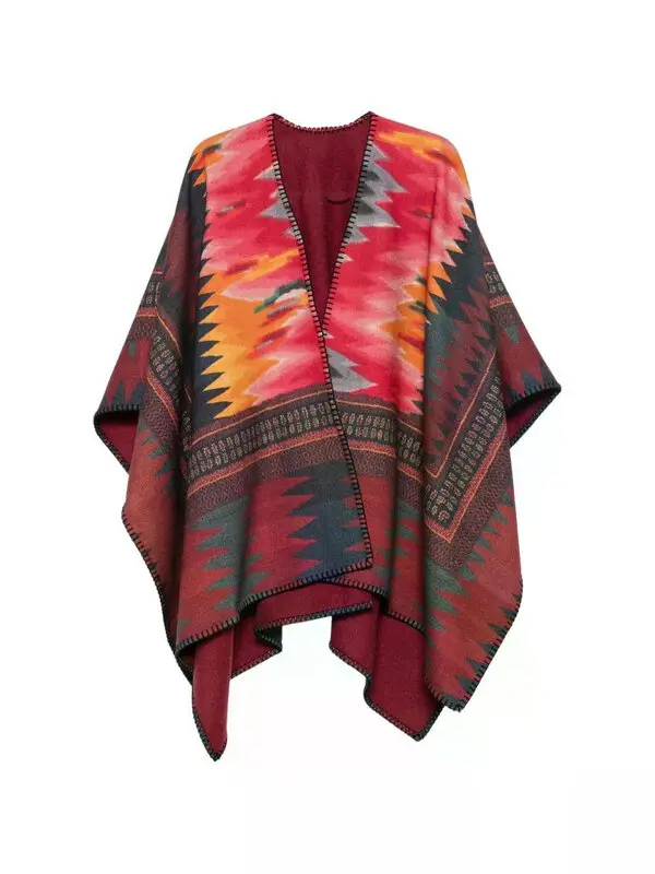 PIERRE-LOUIS MASCIA Geometric-pattern Blanket-stitch Poncho