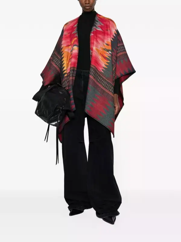 PIERRE-LOUIS MASCIA Geometric-pattern Blanket-stitch Poncho