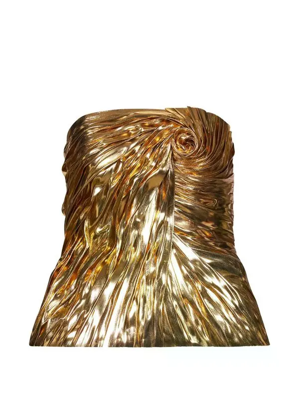 ISABEL SANCHIS Egea Metallic-effect Peplum Top