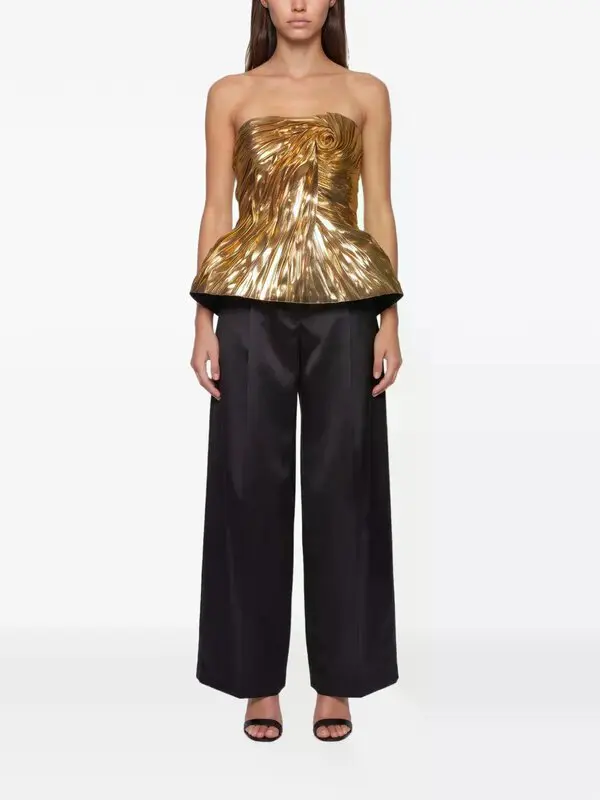 ISABEL SANCHIS Egea Metallic-effect Peplum Top