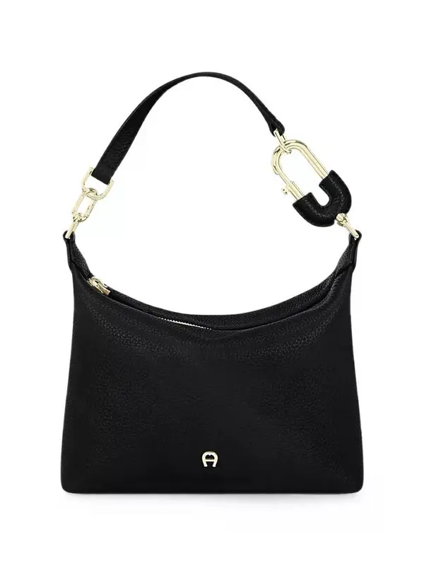 AIGNER Karabiner Pebbled Leather Shoulder Bag
