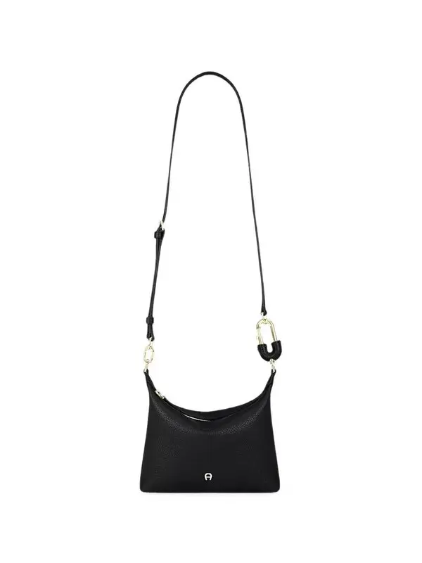 AIGNER Karabiner Pebbled Leather Shoulder Bag