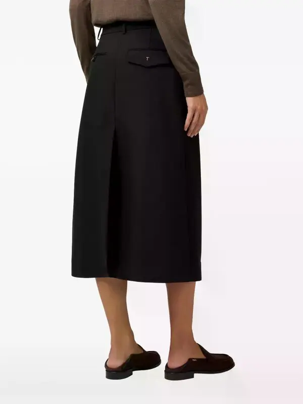 TOD'S Wrap-around Skirt In Wool Gabardine - Black