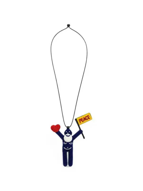 WALTER VAN BEIRENDONCK Peace Jewel Beaded Necklace - Blue