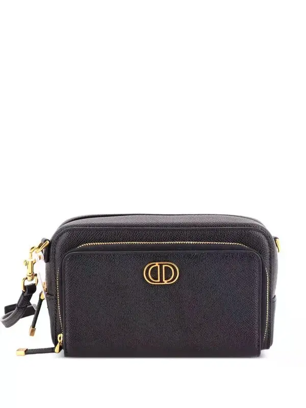 Dior Caro Double Pouch Leather Crossbody Bag - Black