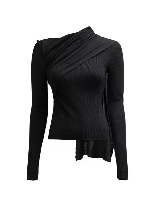 AYA MUSE Scarf-detail Ribbed-knit Top