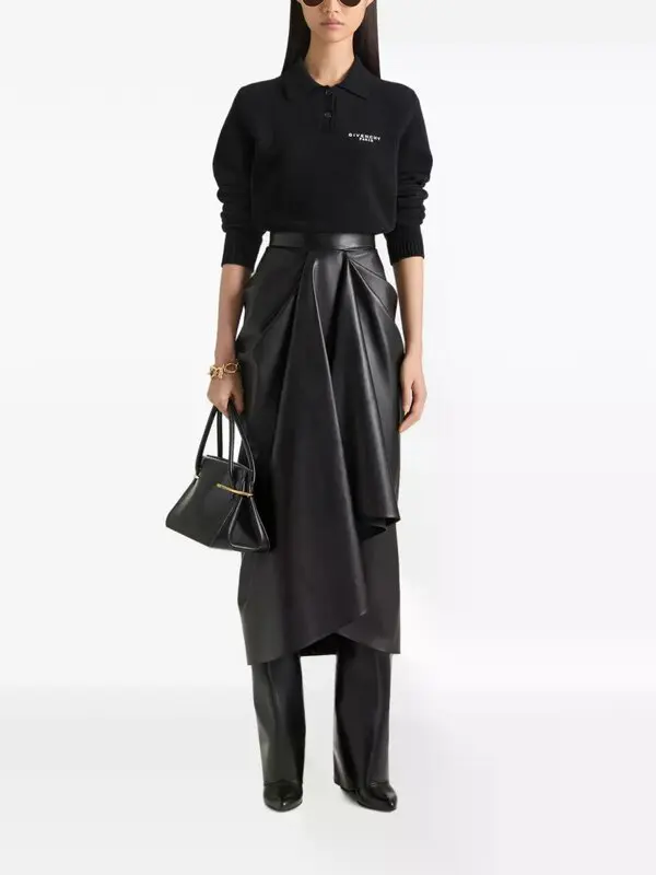 Givenchy Draped Midi Skirt In Nappa Leather