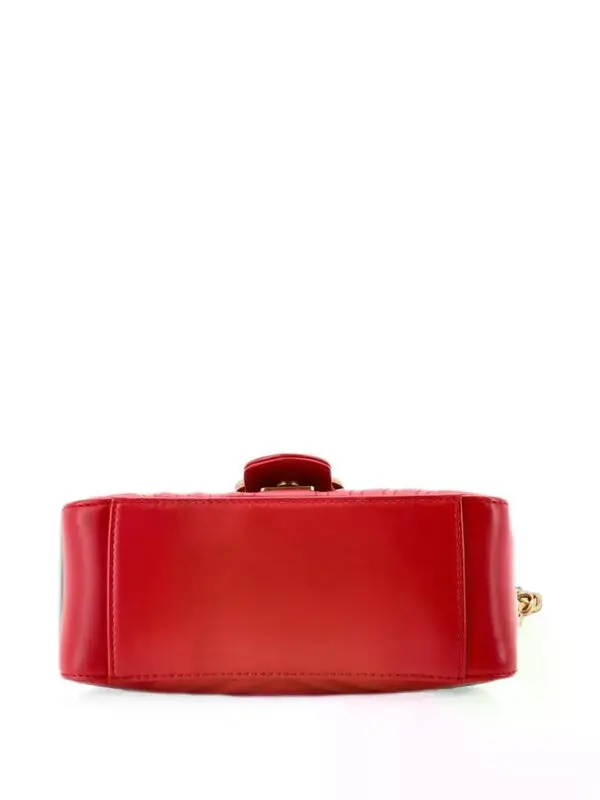 Gucci Gg Marmont Top Handle Flap Bag Matelasse Leather Mini Satchel