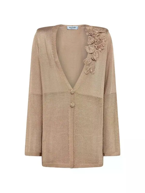 BLUGIRL Floral-appliqué Open-knit Cardigan
