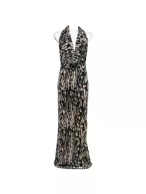 AMAZUIN Abstract-print Halterneck Maxi Dress
