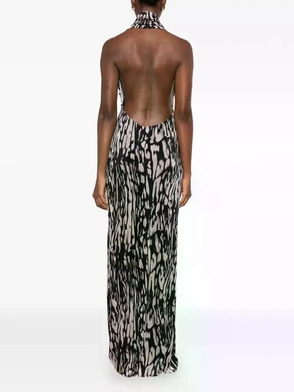 AMAZUIN Abstract-print Halterneck Maxi Dress