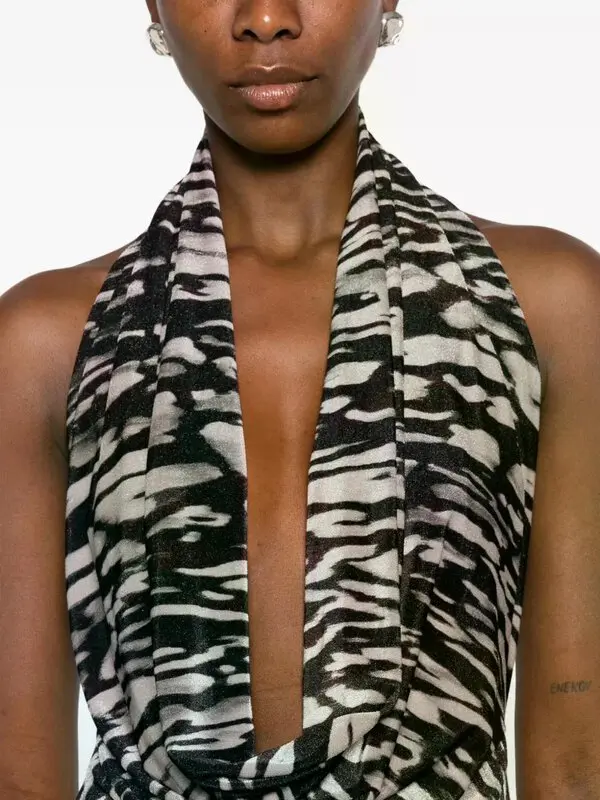 AMAZUIN Abstract-print Halterneck Maxi Dress