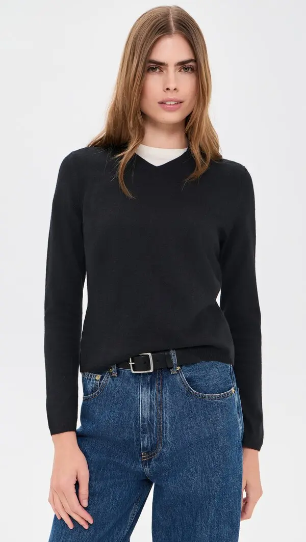 Vince High V Neck Polo - Black