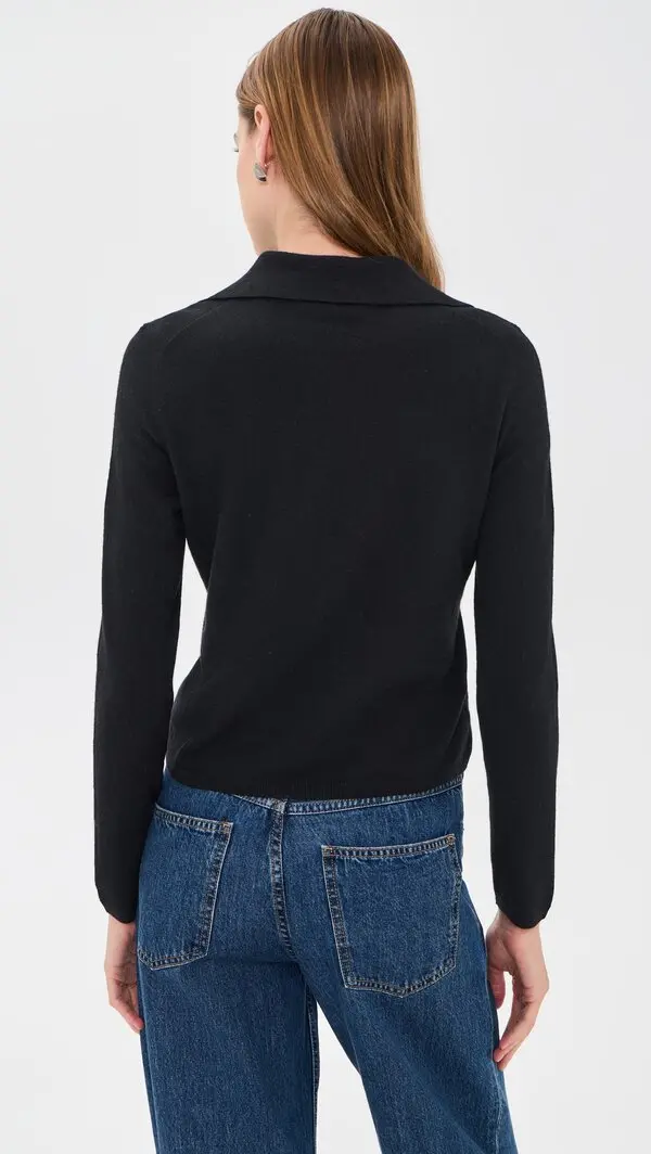 Vince High V Neck Polo - Black