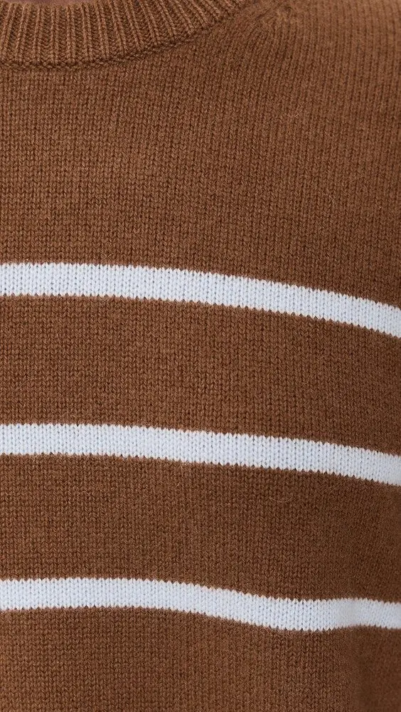 Theory Striped Crewneck Sweater In Cashmere