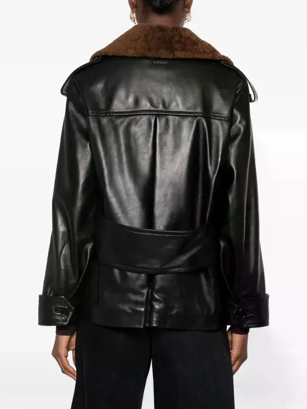 SALVATORE SANTORO Shearling-collar Double-breasted Jacket