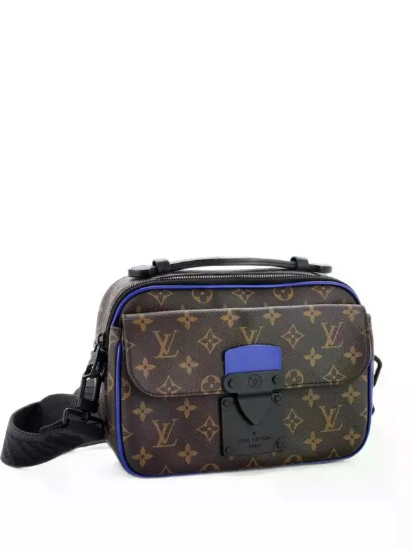 LOUIS VUITTON S Lock Messenger Bag Macassar Monogram Canvas Crossbody Bag - Blue