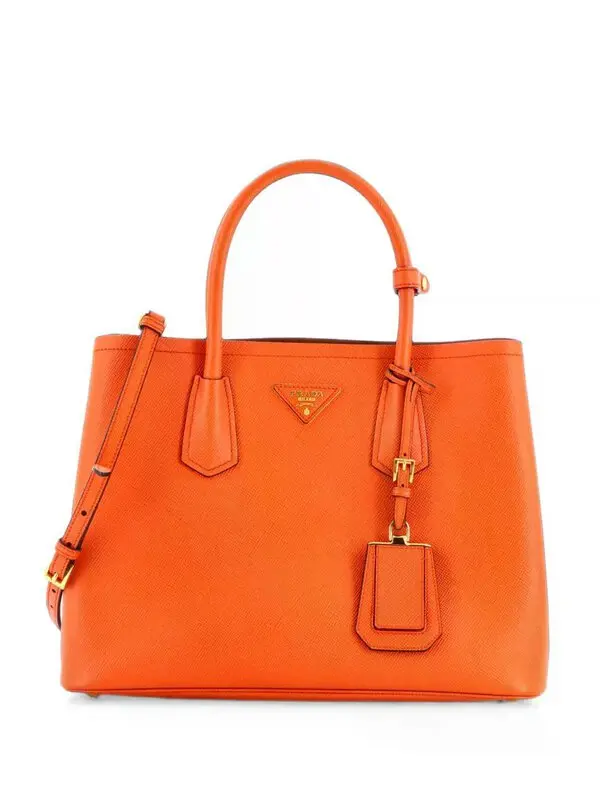 Prada Cuir Double Saffiano Leather Medium Tote Bag - Orange