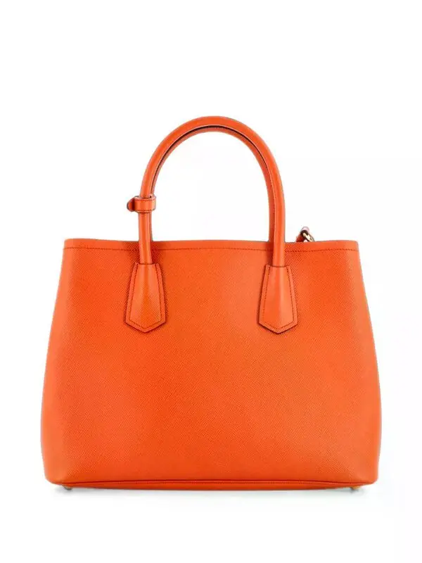 Prada Cuir Double Saffiano Leather Medium Tote Bag - Orange