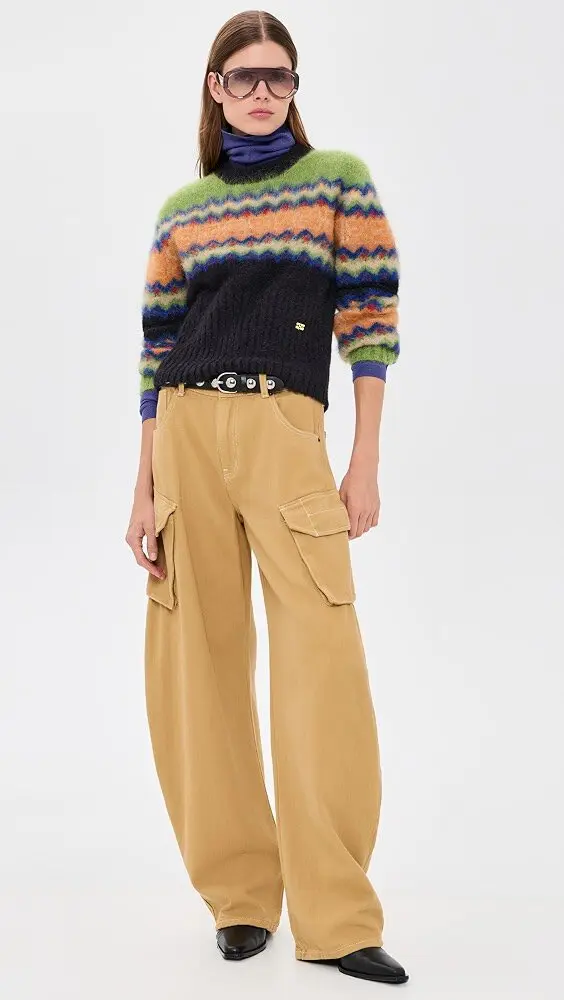 GANNI Brushed Alpaca Fair Isle Sweater - Multicolour
