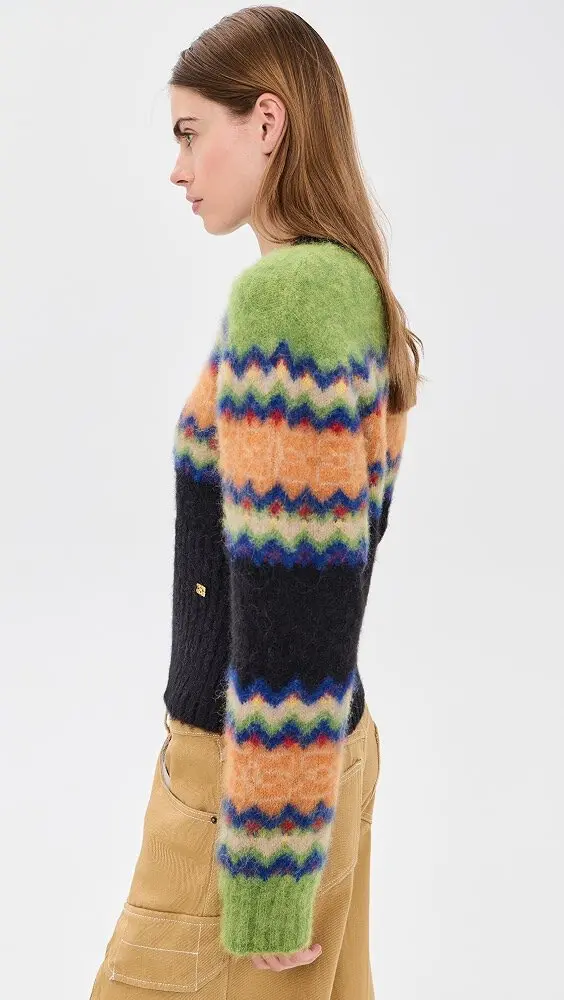 GANNI Brushed Alpaca Fair Isle Sweater