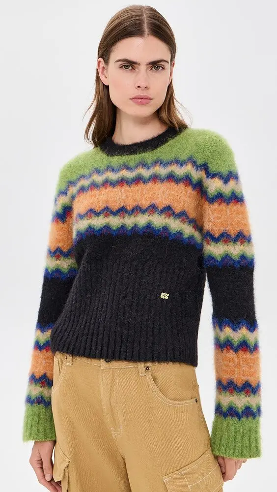 GANNI Brushed Alpaca Fair Isle Sweater