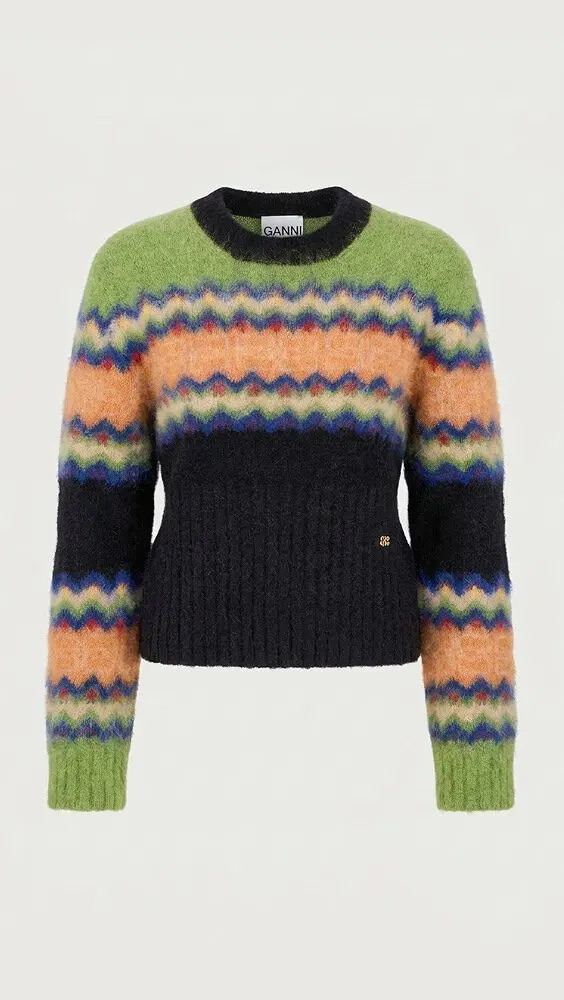 GANNI Brushed Alpaca Fair Isle Sweater