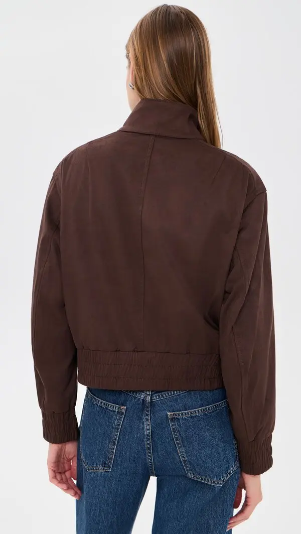 Rag & Bone Faux Suede Eliza Bomber Jacket - Darkbrown