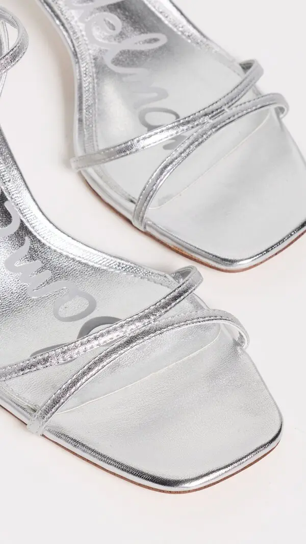 Sam Edelman Presley Strappy Kitten Heels - Soft Silver