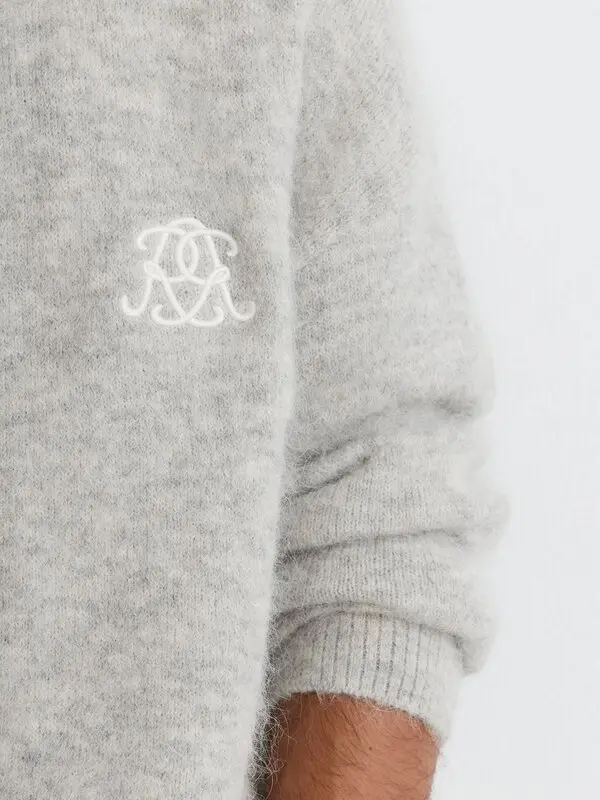 REISS Eddie Monogram Brushed Wool-blend Bomber Cardigan