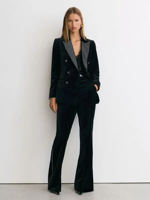 REISS Wren Tall Velvet Double-breasted Tuxedo Blazer