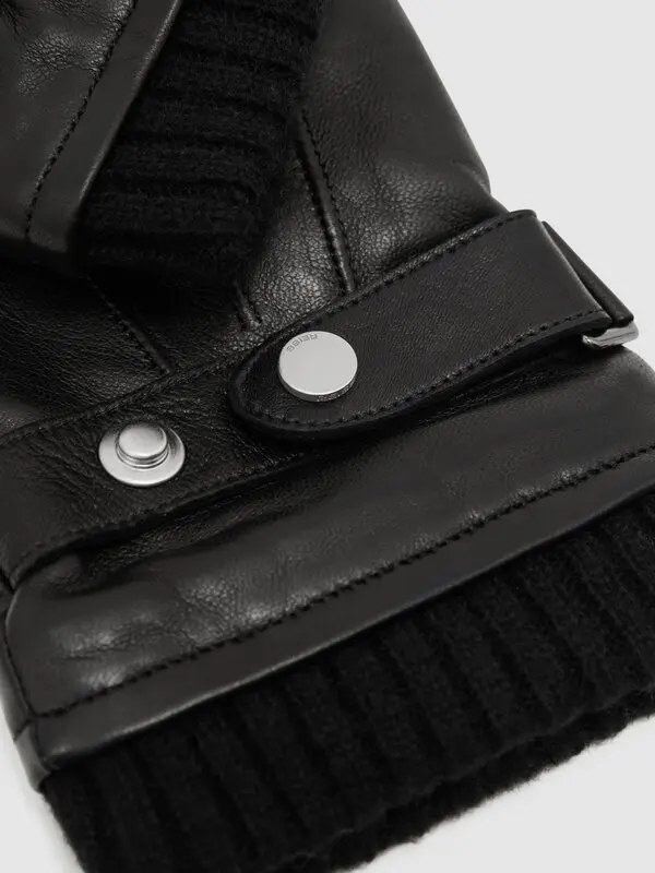 REISS Mael Leather Ribbed-cuff Gloves