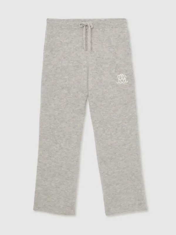 REISS Newby Monogram Brushed Wool-blend Relaxed Joggers
