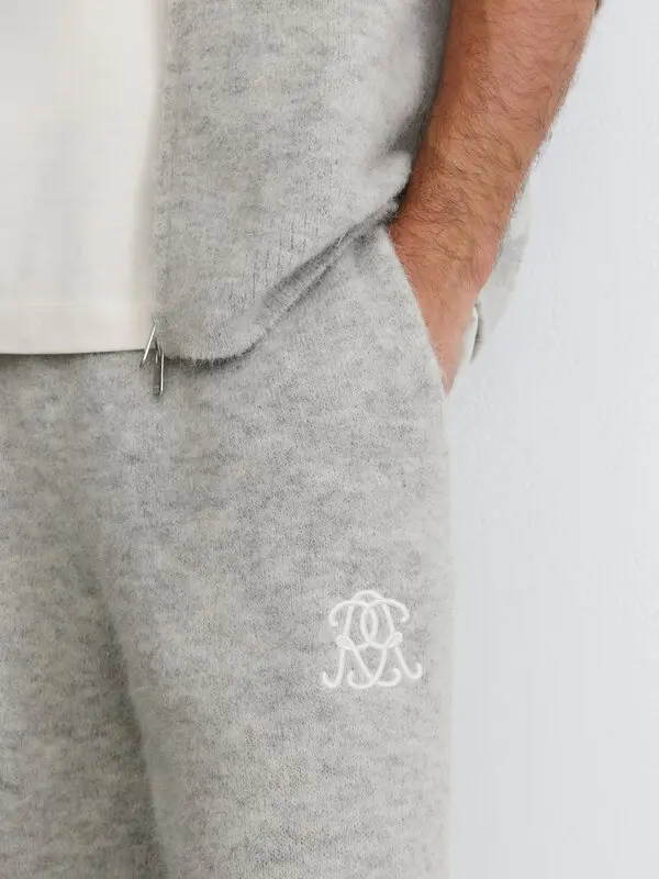 REISS Newby Monogram Brushed Wool-blend Relaxed Joggers