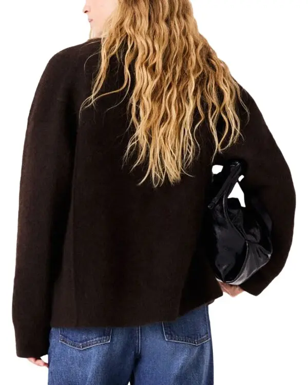 Maje Wool Blend V Neck Cardigan Sweater