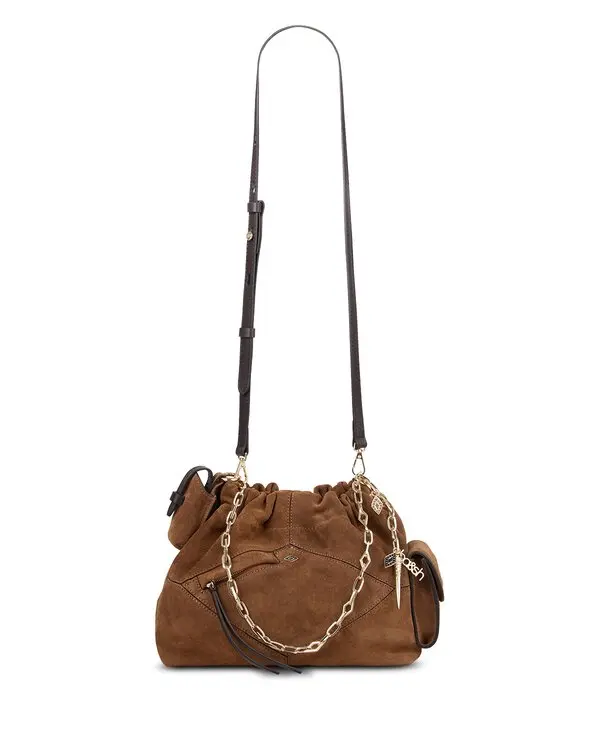 Ba&sh Mini Jun Crinkle Suede Tote - Brown