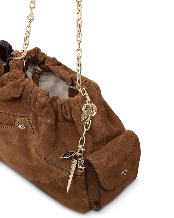 Ba&sh Mini Jun Crinkle Suede Tote - Brown