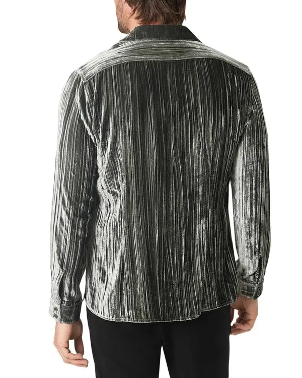 John Varvatos Batik Velvet Point Collar Shirt - Silver