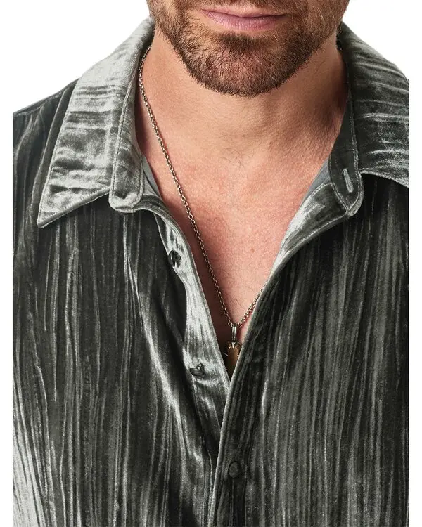 John Varvatos Batik Velvet Point Collar Shirt - Silver