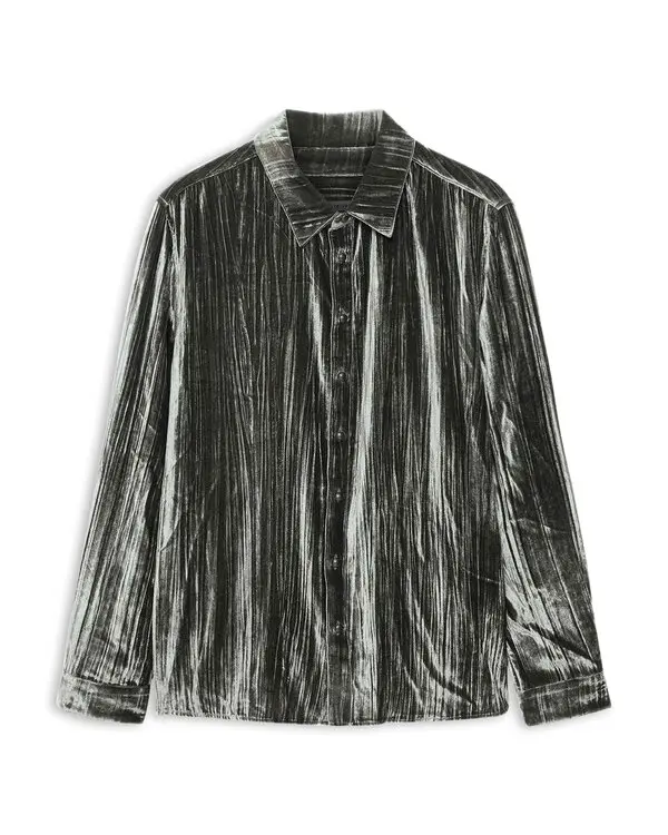 John Varvatos Batik Velvet Point Collar Shirt - Silver