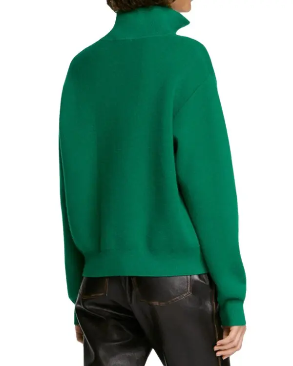 Sandro Mathea Wool Blend Half Zip Sweater - Green